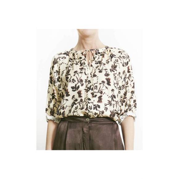 Raquel Allegra | Tops | New Raquel Allegra Poet Top In Cream Flower ...
